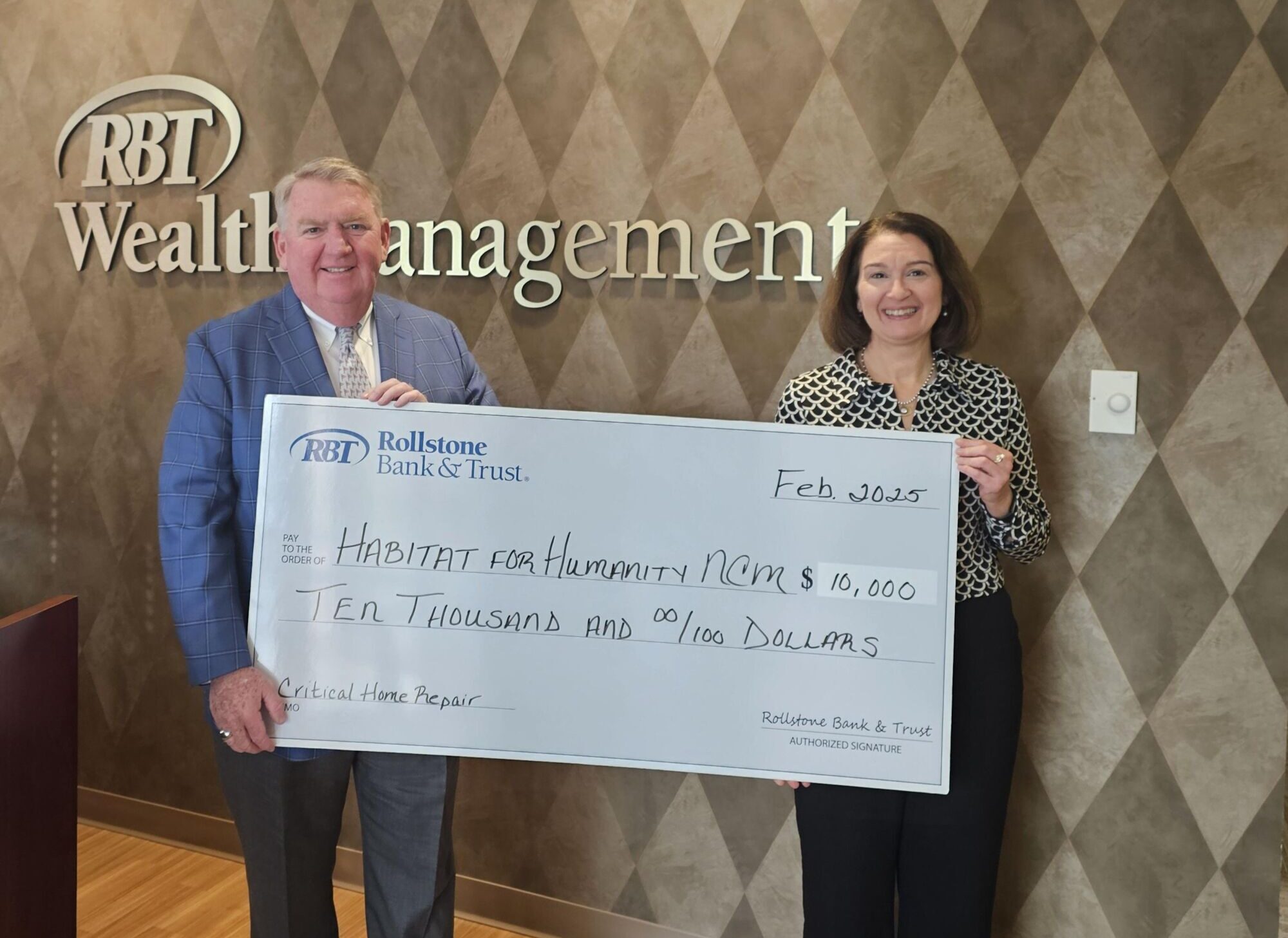 RBT Supports Housing Initiatives At Two Organizations - Rollstone Bank